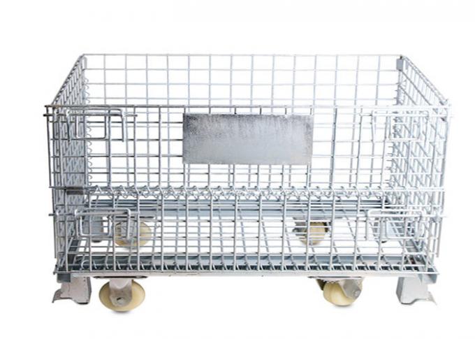 50x50mm Mesh Stackable Storage Bins , 6mm Industrial Wire Container
